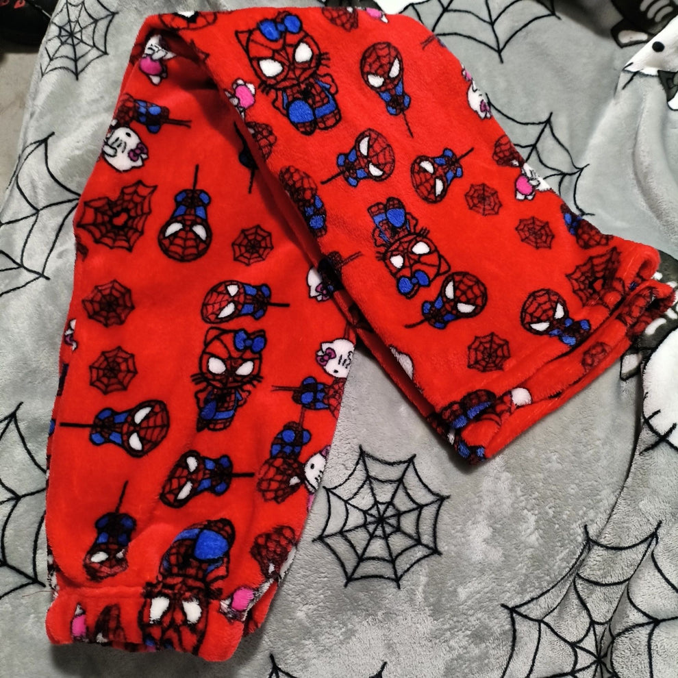Hello Kitty Fuzzy Spiderman Pajama Pants – Pink Heart