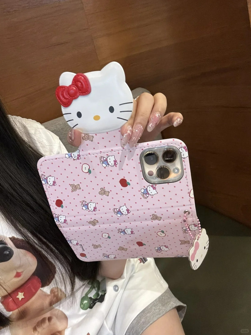 Hello Kitty Flip phone case with Card holder – Pink Heart